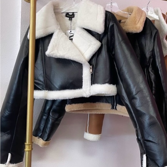Jackets & Coats | Croped Faux Jacket With Fur Inside | Poshmark
